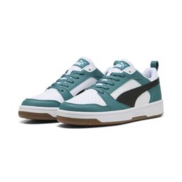 Sneaker Puma "Rebound V6 Low Sneakers Erwachsene", Damen, Gr. 36, emerald ice schwarz, wei&szlig; gr&uuml;n, Obermaterial: Textil, Synthetik. Futter: Textil. Innensohle: Textil. Laufsohle: Gummi, Schuhe Sneaker
