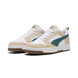 Sneaker Puma "Rebound V6 Low Sneakers Erwachsene", Damen, Gr. 36, toasted almond emerald ice wei&szlig; beige gr&uuml;n, Obermaterial: Textil, Synthetik. Futter: Textil. Innensohle: Textil. Laufsohle: Gummi, Schuhe Sneaker