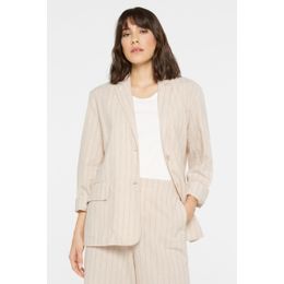 Jackenblazer SENSES.THE LABEL, Damen, Gr. L, summer sand, Material: 70% Baumwolle, 30% Leinen, gestreift, regular fit normal, tiefer V-Ausschnitt, eingesetzt gerader Abschluss, Blazer