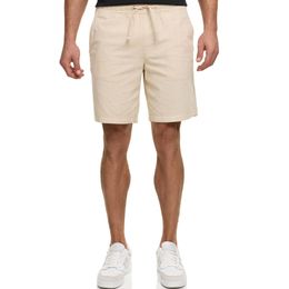 Shorts INDICODE "INWamo", Damen, Gr. L, N-Gr, fog, Web, Obermaterial: 55% Leinen, 45% Baumwolle, unifarben, slim fit knielang, Hosen Shorts