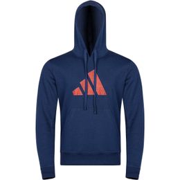 Hoodie adidas Performance "Perfo Script Graphic Hoody" Gr. M, blau, Sweatshirts, Herren, M, Obermaterial: 100% Baumwolle, Hoodie