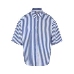 Langarmhemd Urban Classics "Urban Classics Herren Striped Short Sleeve Summer Shirt", Herren, Gr. L, US-Gr&ouml;&szlig;en, wei&szlig;, blau, 58% Baumwolle, 42% Polyester, normal, Hemden