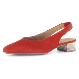 Slingpumps Gabor, Damen, Gr. 38, rot, Ziegenveloursleder, unifarben, Schuhe Slingpumps, Blockabsatz, Abendschuh, Sommerschuh mit elastischem Riemchen