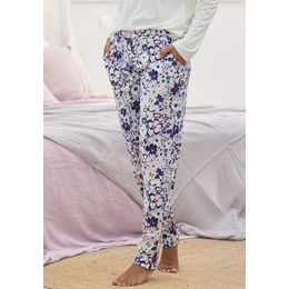 s.Oliver Pyjamahose mehrfarbig Gr. 36/38 f&uuml;r Damen. Mit Bindeband, Allover-Druck. Basic. Nachhaltig.