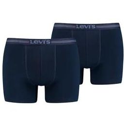 Levi's Boxershorts LEVI'S "LEVIS MEN TENCEL BOXER BRIEF 2P", Herren, Gr. S, 2 Stk., blau (navy), Obermaterial: 95% Lyocell, 5% Elasthan, k&ouml;rpernah, Unterhosen, mit breitem Logobund