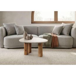 Couchtisch Sheesham 70x65x35 natur sandgestrahlt lackiert / Marmor wei&szlig; ORGANIC COLLECTION #32