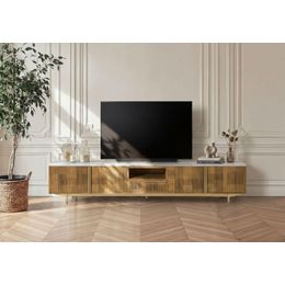TV-Board Mango 240x40x50 hellbraun ge&ouml;lt / Marmor wei&szlig; MIAMI #107
