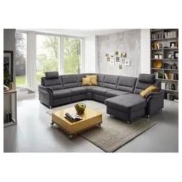 Wohnlandschaft DIE PLANBAR "ZE-EM16033 U-Form, Breite 330 cm", mammut grau, B:330cm T:262cm, 100% Polyester, Sofas, Wohnlandschaft, wahlweise mit Kopfst&uuml;tzen und Bettfunktion