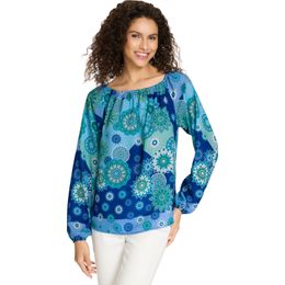 Heine Damen Druckbluse mit Grafik-Dessin royalblau-gr&uuml;n-bedruckt Gr&ouml;&szlig;e 44