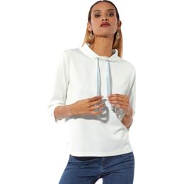 CR&Eacute;ATION L Damen Stehkragenshirt mit Samtband ecru Gr&ouml;&szlig;e 40