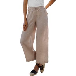 Heine Damen Leinenhose mit weitem Bein sesam Gr&ouml;&szlig;e 48