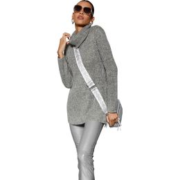 CR&Eacute;ATION L Damen Rollkragenpullover mit Farbverlauf hellgrau-anthrazit-meliert Gr&ouml;&szlig;e 40