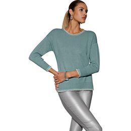 CR&Eacute;ATION L Damen Langarm-Pullover mit Glanzgarn jade Gr&ouml;&szlig;e 38