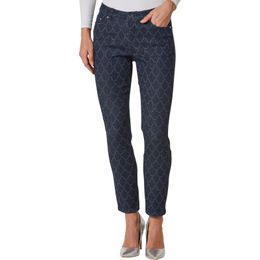 CREATION L PREMIUM Damen 5-Pocket-Jeans mit Print-Dessin dark blue Gr&ouml;&szlig;e 40