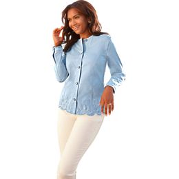CR&Eacute;ATION L Damen Jeansbluse mit Bl&uuml;tenstickerei eisblau Gr&ouml;&szlig;e 40