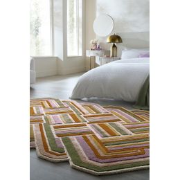 Teppich FLAIR RUGS "LATTICE SHAPED WOOL", lila, B:200cm H:6mm L:300cm, Oberfl&auml;che: 100% Wolle. R&uuml;ckseite: 100% Baumwolle, Teppiche, Teppich