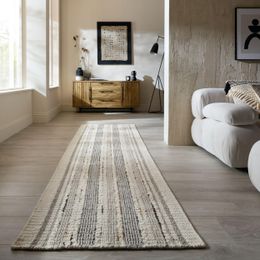 Teppich FLAIR RUGS "VEYA STRIPE", nat&uuml;rlich, B:80cm H:0mm L:300cm, Oberfl&auml;che: 59% Wolle, 25% Polyester, 16% Synthetik. R&uuml;ckseite: 59% Wolle, 25% Polyester, 16% Synthetik, Teppiche, Teppich