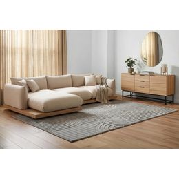 Ecksofa OTTO HOME "Kalix L-Form, 323 cm - OTTO. Verl&auml;ssliche Qualit&auml;t.", taupe, B:323cm H:75cm T:165cm, Sofas, Ecksofa, Designsofa, auf Holzplateau, Strukturstoff, hoher Sitzkomfort