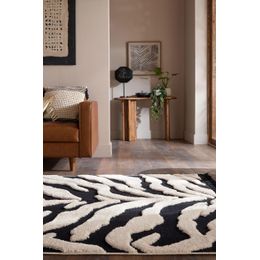 Teppich FLAIR RUGS "ESRA ZEBRA", monochrom, B:200cm H:20mm L:300cm, Oberfl&auml;che: 100% Polyester. R&uuml;ckseite: 41% Baumwolle, 32% Polyester, 27% Synthetik, Teppiche, Teppich