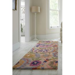 Teppich FLAIR RUGS "AMIRA FLORAL WOOL", mehrfarbig, B:80cm H:8mm L:300cm, Oberfl&auml;che: 100% Wolle. R&uuml;ckseite: 60% Baumwolle, 40% Synthetik, Teppiche, Teppich