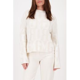 Strickpullover monari "Pullover Schriftenmix", Damen, Gr. 46, cashmere gemustert, Strick, Obermaterial: 35% Wolle, 30% Viskose, 25% Polyamid, 10% Polyester, gemustert, mehrfarbig, regular fit taillenbedeckt, Rundhals, eingesetzt gerader Abschluss, Pullover Strickpullover, Regular fit mit Rundhalsausschnitt