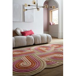 Teppich FLAIR RUGS "SPIRAL SHAPED WOOL", ros&eacute;, B:140cm H:6mm L:200cm, Oberfl&auml;che: 100% Wolle. R&uuml;ckseite: 100% Baumwolle, Teppiche, Teppich