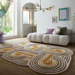 Teppich FLAIR RUGS "SPIRAL SHAPED WOOL", gr&uuml;n, B:160cm H:6mm L:230cm, Oberfl&auml;che: 100% Wolle. R&uuml;ckseite: 100% Baumwolle, Teppiche, Teppich
