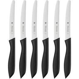 Besteck-Set WMF "Vespermesser, Klinge mit Wellenschliff aus Spezialklingenstahl", silber (schwarz), 6 Stk., Klingenstahl, Essbesteck-Sets, Brotmesser, ideal f&uuml;r Brotzeit, multifunktional sp&uuml;lmaschinengeeignet