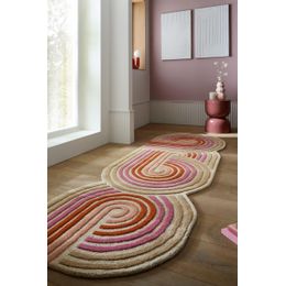 Teppich FLAIR RUGS "SPIRAL SHAPED WOOL", ros&eacute;, B:80cm H:6mm L:300cm, Oberfl&auml;che: 100% Wolle. R&uuml;ckseite: 100% Baumwolle, Teppiche, Teppich