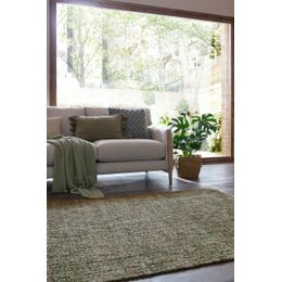 Teppich FLAIR RUGS "HEATHER", gr&uuml;n, B:120cm H:0mm L:170cm, Oberfl&auml;che: 100% Wolle. R&uuml;ckseite: 100% Baumwolle, Teppiche, Teppich