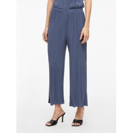 Schlupfhose Vila "VIPLISA HW CULOTTE PANTS - NOOS", Damen, Gr. M (38), N-Gr, blau (vintage indigo), Web, Obermaterial: 65% Polyester, 35% Viskose, unifarben, regular fit wadenlang, Hosen Schlupfhose, Sommerhose, plissierte Optik