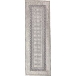 Teppich FLAIR RUGS "MODRA WASHABLE", grau, B:78cm H:9mm L:300cm, Oberfl&auml;che: 100% Polyester. R&uuml;ckseite: 38% Jute, 27% Baumwolle, 14% Polyester, 11% Synthetik, 10% sonstige Fasern, Teppiche, Teppich