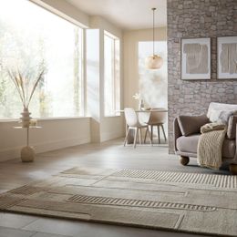 Teppich FLAIR RUGS "LIRA WOOL", nat&uuml;rlich, B:140cm H:6mm L:200cm, Oberfl&auml;che: 100% Wolle. R&uuml;ckseite: 59% Wolle, 25% Polyester, 16% Synthetik, Teppiche, Teppich