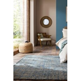 Teppich FLAIR RUGS "HEATHER", blau, B:160cm H:0mm L:230cm, Oberfl&auml;che: 100% Wolle. R&uuml;ckseite: 100% Baumwolle, Teppiche, Teppich