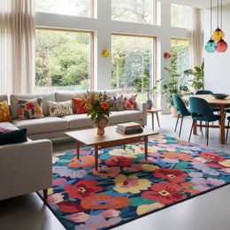 Teppich FLAIR RUGS "CUT OUT FLORAL", mehrfarbig, B:180cm H:8mm L:230cm, Oberfl&auml;che: 83% Wolle, 17% Nylon. R&uuml;ckseite: 82% Synthetik, 18% Baumwolle, Teppiche, Teppich