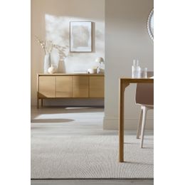 Teppich FLAIR RUGS "LINEAR WASHABLE", grau, B:160cm H:9mm L:230cm, Oberfl&auml;che: 100% Polyester. R&uuml;ckseite: 38% Jute, 27% Baumwolle, 14% Polyester, 11% Synthetik, 10% sonstige Fasern, Teppiche, Teppich