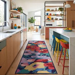 Teppich FLAIR RUGS "CUT OUT FLORAL", mehrfarbig, B:80cm H:8mm L:300cm, Oberfl&auml;che: 83% Wolle, 17% Nylon. R&uuml;ckseite: 82% Synthetik, 18% Baumwolle, Teppiche, Teppich