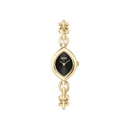 Quarzuhr BOSS "FIORA", goldfarben, schwarz, Armbanduhren, Damen, Quarzuhr, Armbanduhr, Damenuhr, Edelstahlarmband, analog