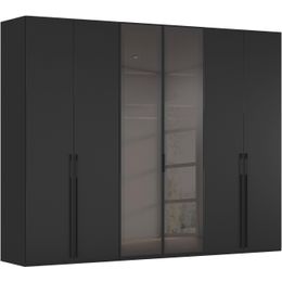 Dreht&uuml;renschrank Rauch "Schrank Garderobe SKAT SHINE Breiten 151/201/251/301cm, H&ouml;he 223/235cm", schwarz, B:301cm H:223cm T:63cm, Glas, Holzwerkstoff, Schr&auml;nke, Dreht&uuml;renschrank, edle Schrankfront mittig hochwertige Glasrahment&uuml;ren MADE IN GERMANY