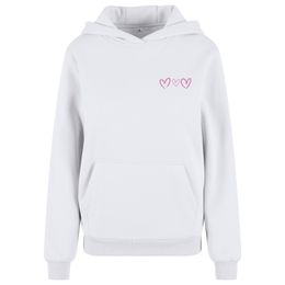 Kapuzenpullover MISS TEE "Miss Tee Always Trust Your Heart Ladies Fluffy Hoody", Damen, Gr. M, wei&szlig;, 70% Baumwolle, 30% Polyester, mehrfarbig, loose fit, ohne Ausschnitt, Pullover Kapuzenpullover