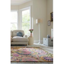 Teppich FLAIR RUGS "AMIRA FLORAL WOOL", mehrfarbig, B:200cm H:8mm L:300cm, Oberfl&auml;che: 100% Wolle. R&uuml;ckseite: 60% Baumwolle, 40% Synthetik, Teppiche, Teppich