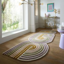 Teppich FLAIR RUGS "SPIRAL SHAPED WOOL", gr&uuml;n, B:80cm H:6mm L:300cm, Oberfl&auml;che: 100% Wolle. R&uuml;ckseite: 100% Baumwolle, Teppiche, Teppich
