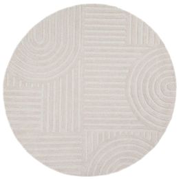 Teppich FLAIR RUGS "ZEN GARDEN", ivor, B:160cm H:14mm L:160cm, Wolle, Teppiche, Teppich, 100% Wolle, Hoch-Tief-Effekt, auch als L&auml;ufer und in Rund erh&auml;ltlich