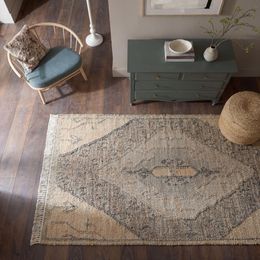 Teppich FLAIR RUGS "TIERRA VINTAGE", nat&uuml;rlich, B:140cm H:0mm L:200cm, Oberfl&auml;che: 39% Wolle, 37% Jute, 24% Synthetik. R&uuml;ckseite: 39% Wolle, 37% Jute, 24% Synthetik, Teppiche, Teppich