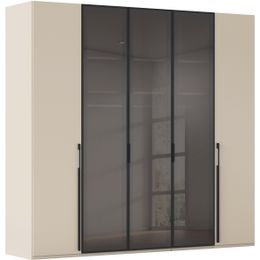 Dreht&uuml;renschrank Rauch "Schrank Garderobe SKAT SHINE Breiten 151/201/251/301cm, H&ouml;he 223/235cm", beige (champagner), B:251cm H:235cm T:63cm, Glas, Holzwerkstoff, Schr&auml;nke, Dreht&uuml;renschrank, edle Schrankfront mittig hochwertige Glasrahment&uuml;ren MADE IN GERMANY