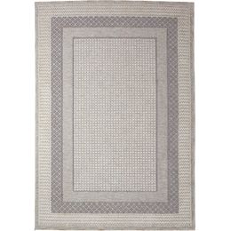 Teppich FLAIR RUGS "MODRA WASHABLE", beige (grau), B:160cm H:9mm L:230cm, Oberfl&auml;che: 100% Polyester. R&uuml;ckseite: 38% Jute, 27% Baumwolle, 14% Polyester, 11% Synthetik, 10% sonstige Fasern, Teppiche, Teppich