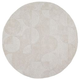 Teppich FLAIR RUGS "GIGI", beige (ivor), B:160cm H:8mm L:160cm, Wolle, Teppiche, Teppich, aus 100% Wolle, geometrisches Design, fu&szlig;bodenheizungsgeeignet