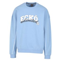 Rundhalspullover Ecko Unltd. "Ecko Unltd. Pullover Skyhook", Herren, Gr. L, aquarius, 80% Baumwolle, 20% Polyester, mehrfarbig, normal, Rundhals, Pullover Rundhalspullover