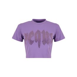 T-Shirt PEQUS "PEQUS PEQUS Rhinestone Mythic Logo Top", Damen, Gr. S, orchid, 100% Baumwolle, bedruckt, normal, Rundhals, Shirts T-Shirt