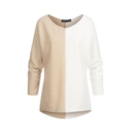 Sweater CLOUD 5IVE "CLOUD 5IVE 2-Tone Pullover mit Vokuhila Schnitt", Damen, Gr. S, beige, 88% Polyester, 12% Viskose, Sweatshirts Sweater